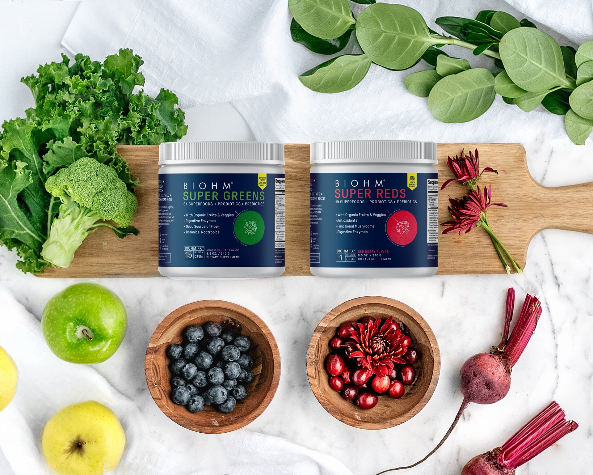 Super Foods Bundle | Super Greens & Super Reds Powder | BIOHM Health